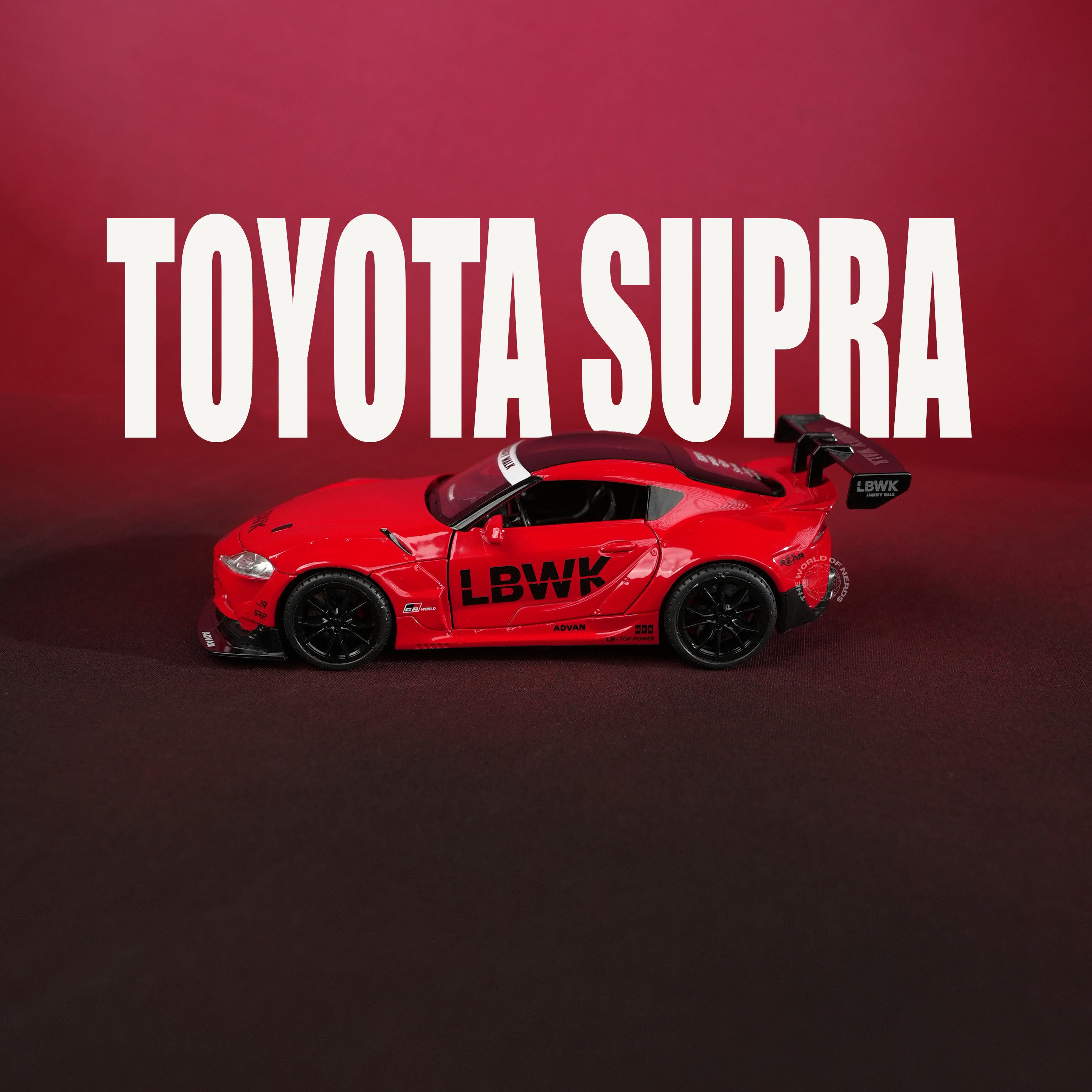 Toyota Supra LBWK Red Model Car - 1:22 Scale Diecast - The World Of Nerds