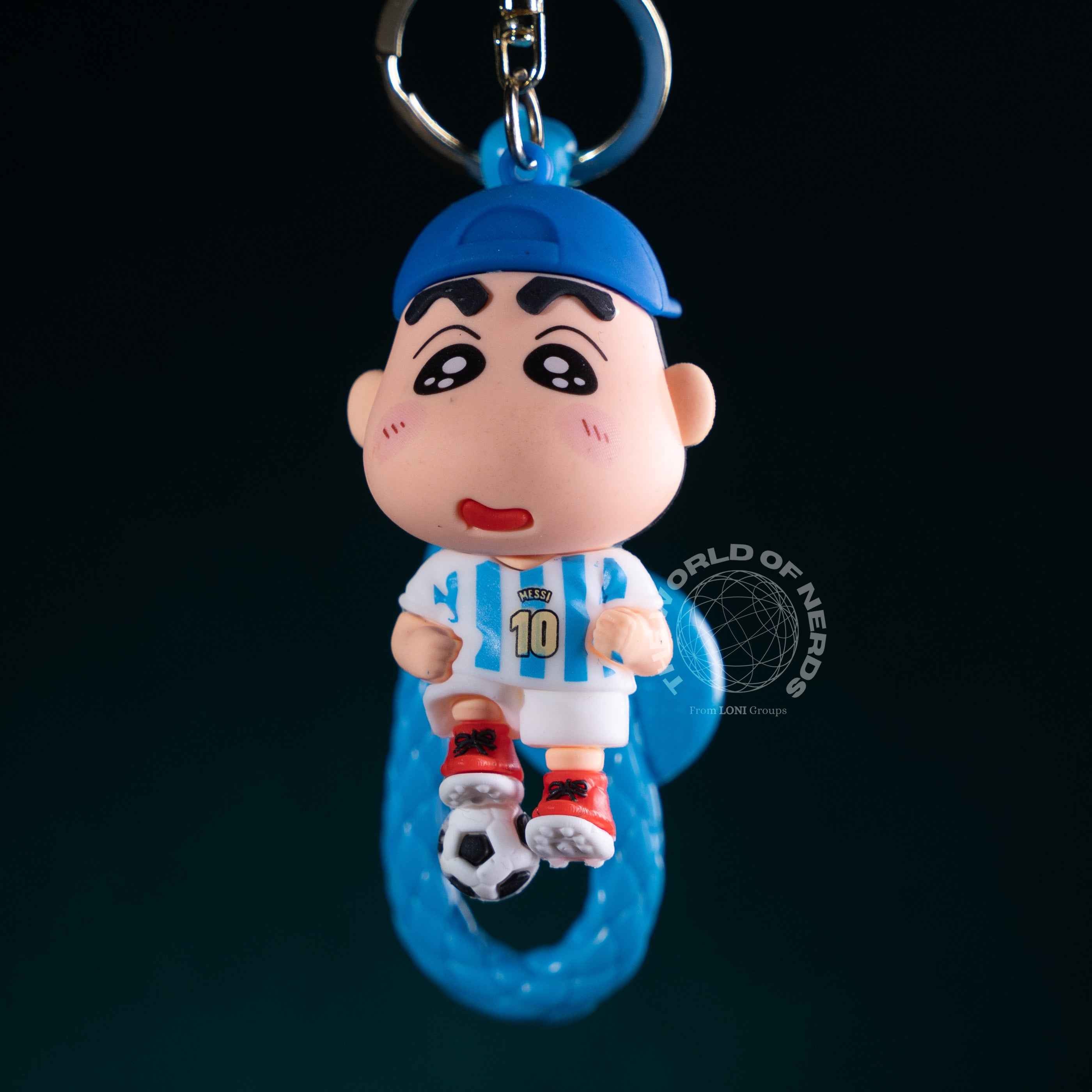 SHIN CHAN IN WHITE JERSEY WITH FOOTBALL KEYCHAIN – The World Of Nerds