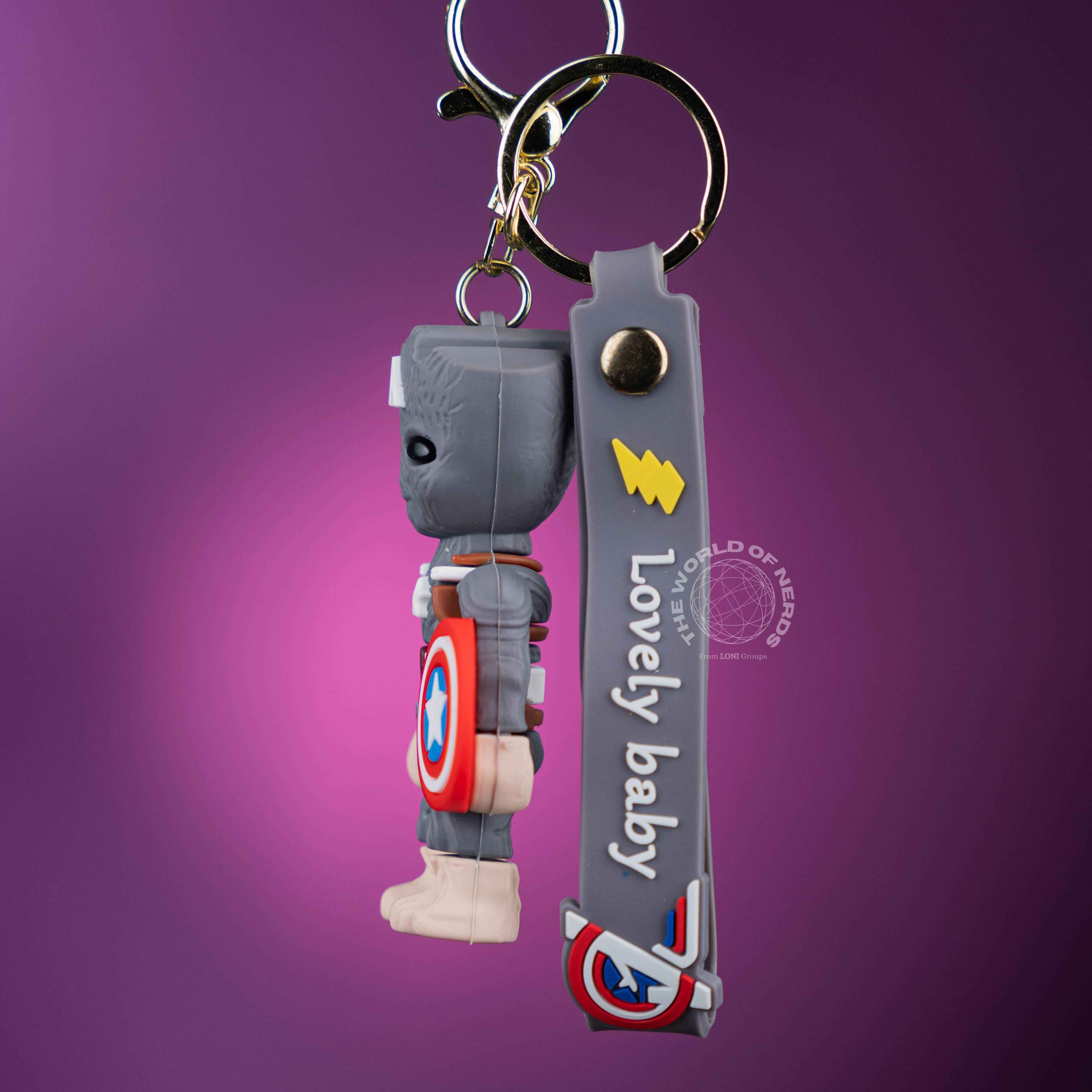 GROOT AS CAPTAIN AMERICA KEYCHAIN – The World Of Nerds